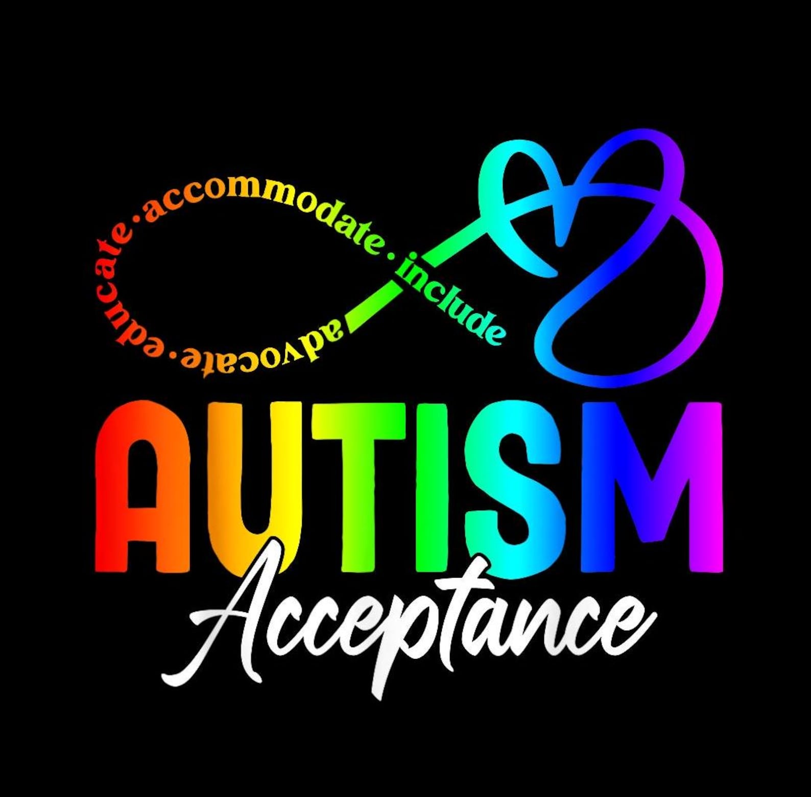 Autism Acceptance Infinity Symbol PNG - Digital Download, Inclusion Art ...