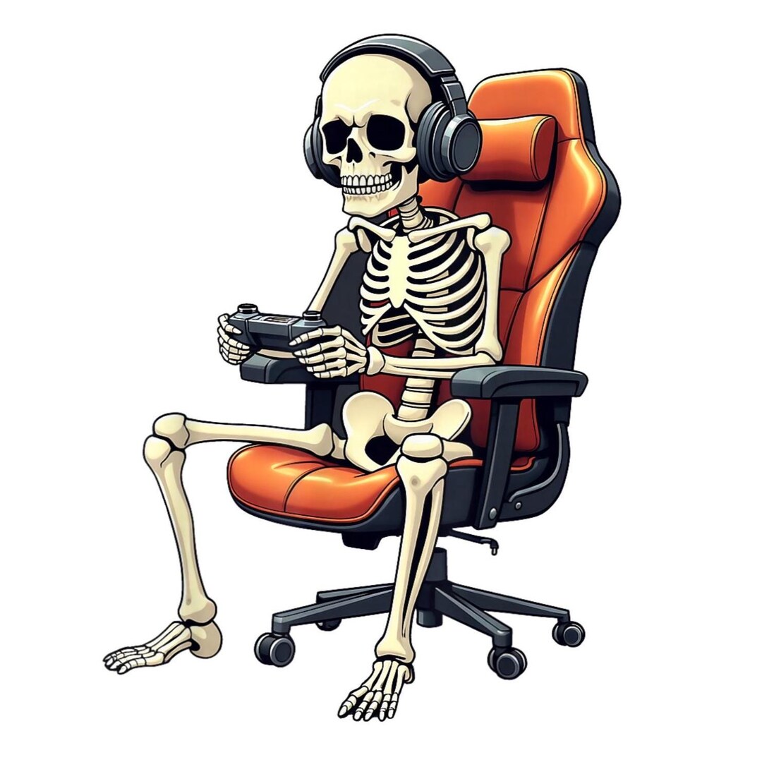 Skeleton Gamer PNG, Video Games, Halloween Gaming, Spooky Season, Funny ...
