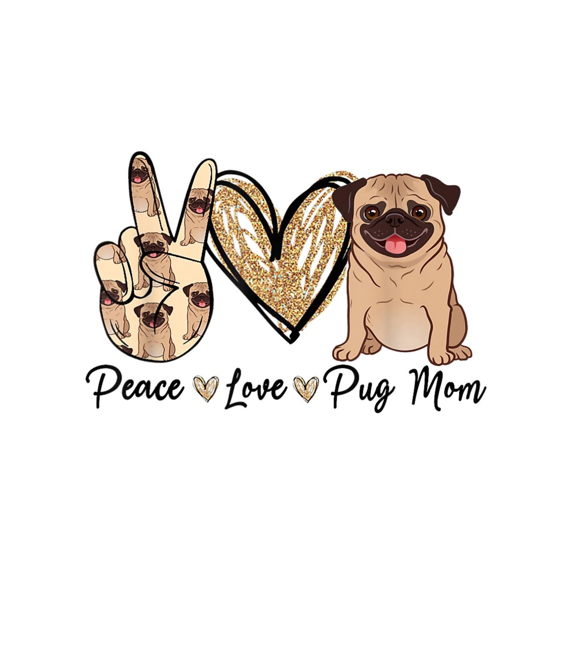 Peace Love Pug Mom PNG | Pug Sublimation Design | Dog Mom Shirt ...