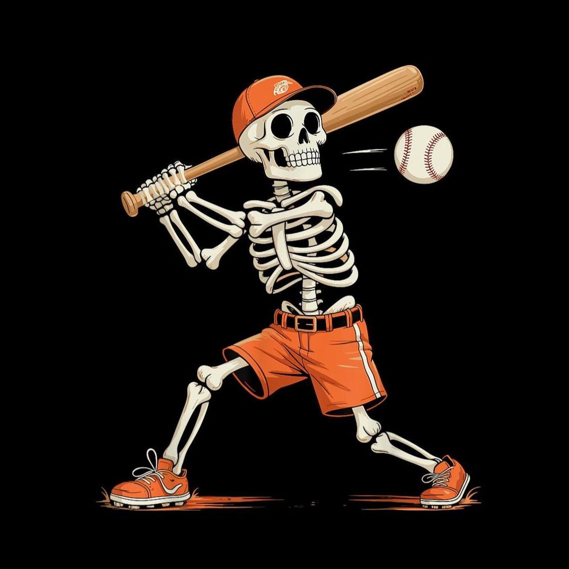 Skeleton Baseball Halloween PNG, Funny Spooky Baseball Player ...