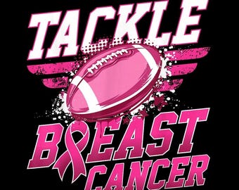 Tackle Cancer Pink Ribbon Football PNG, Breast Cancer Awareness ...