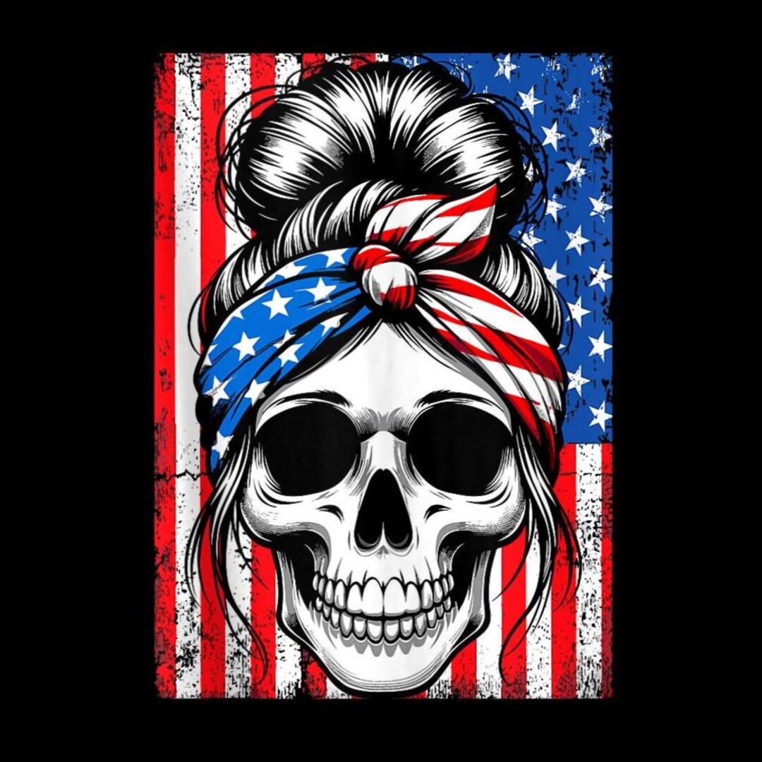 American Flag Skull PNG, 4th of July Skeleton, Patriotic Biker Veteran ...