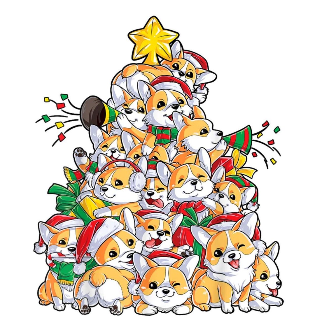 Corgi Christmas Tree PNG, Funny Holiday Dog Clipart, Cute Corgi Lover ...