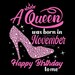 November Queen Birthday PNG, Crowned Birthday Girl Digital Download ...