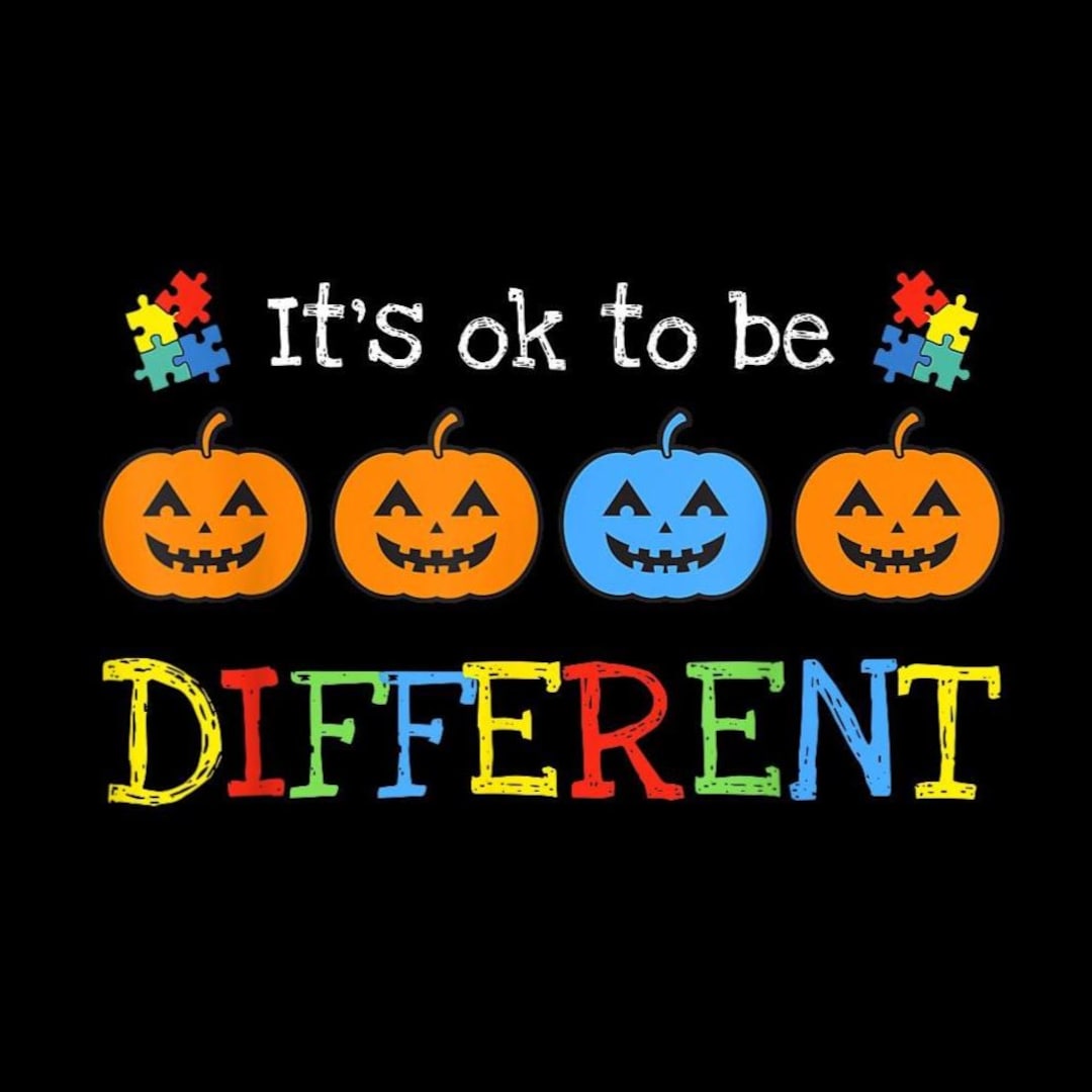 Autism Pumpkin PNG, It's OK to Be Different, Halloween Neurodiversity ...