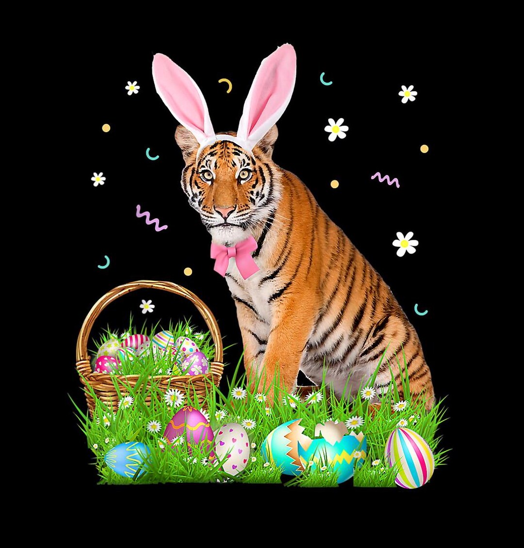Cute Tiger Easter Bunny PNG, Funny Easter Sublimation Design, Animal ...