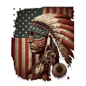 Native American Chief PNG, Tribal USA Flag Digital Download, Native ...