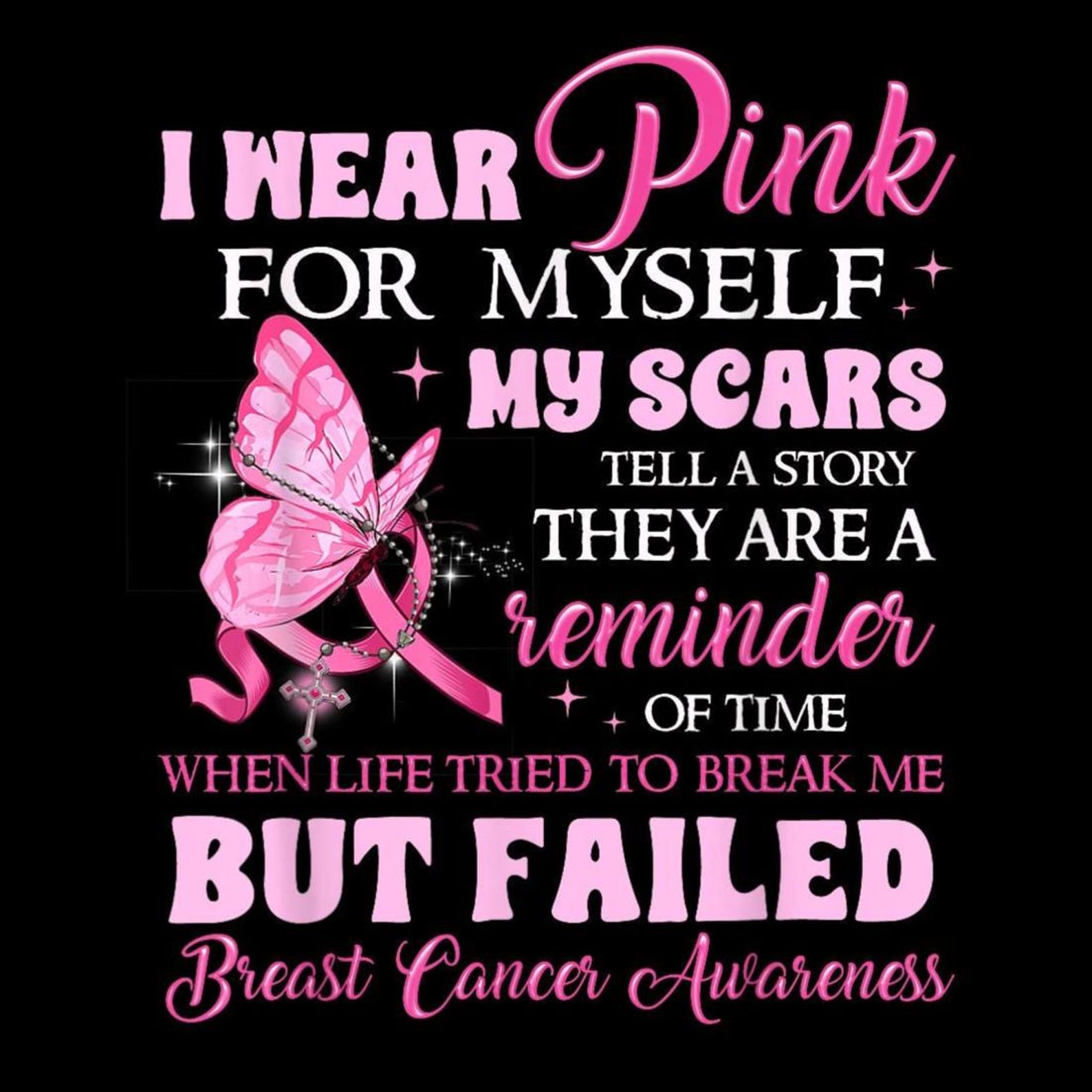 My Scars Tell a Story PNG, Breast Cancer Awareness, Pink Butterfly ...