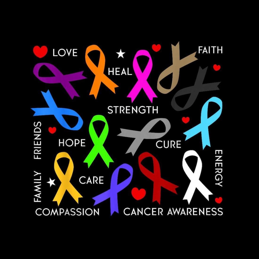 Fight Cancer Awareness PNG, Multi-color Ribbons Sublimation, All ...