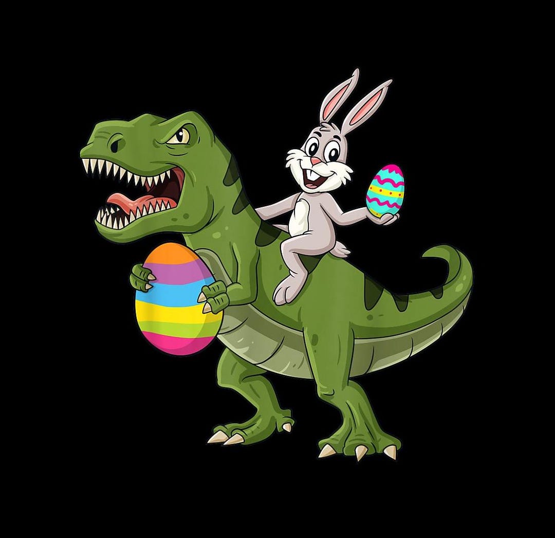 Rabbit Riding T Rex Easter Egg PNG, Easter Bunny Dinosaur Clipart, Cute ...