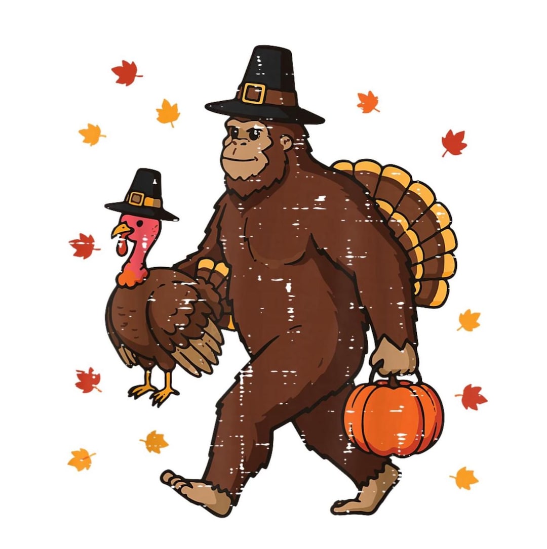 Bigfoot Pilgrim Turkey PNG, Funny Thanksgiving, Sasquatch Fall, Bigfoot ...