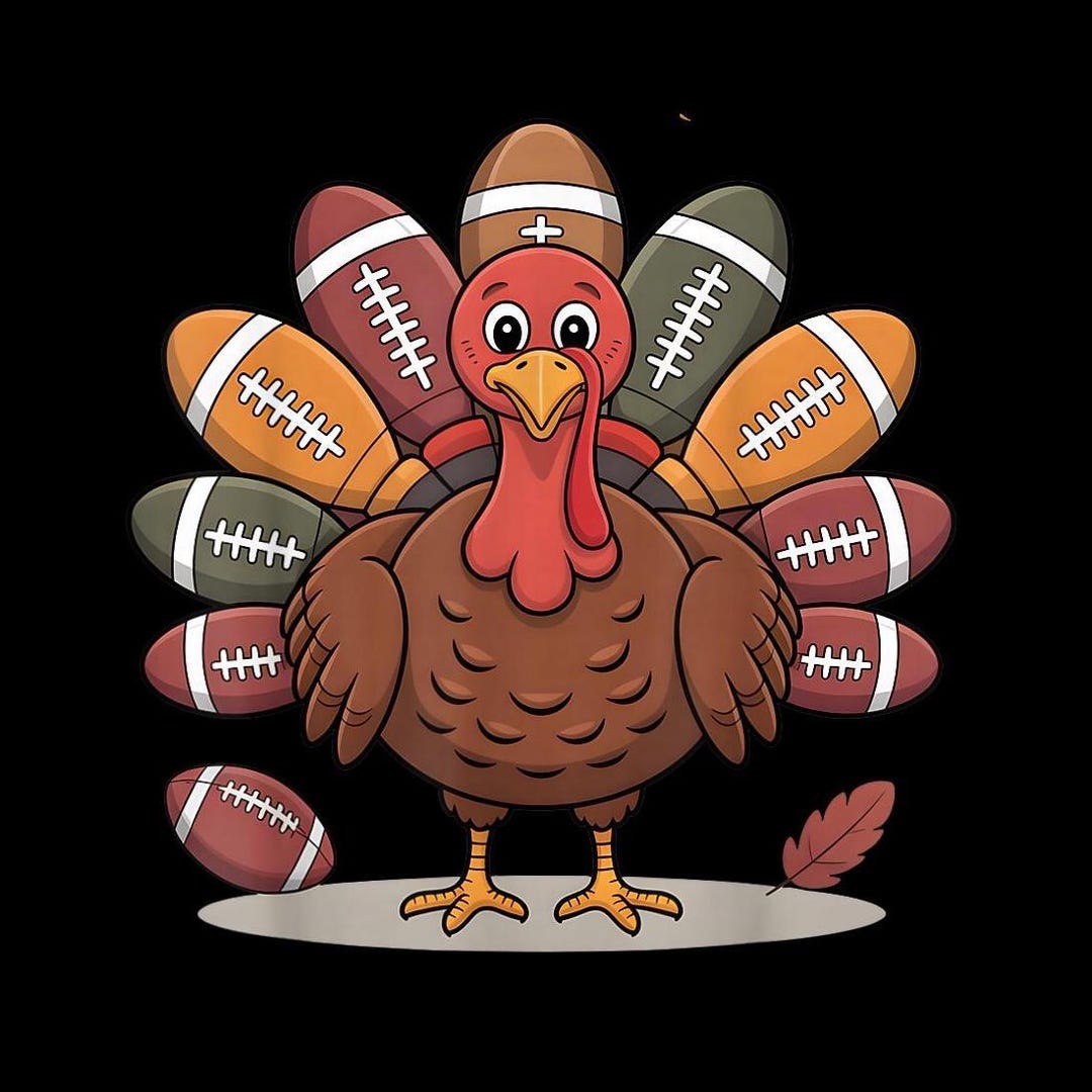 Funny Thanksgiving Football Turkey PNG, Game Day Turkey With Football ...