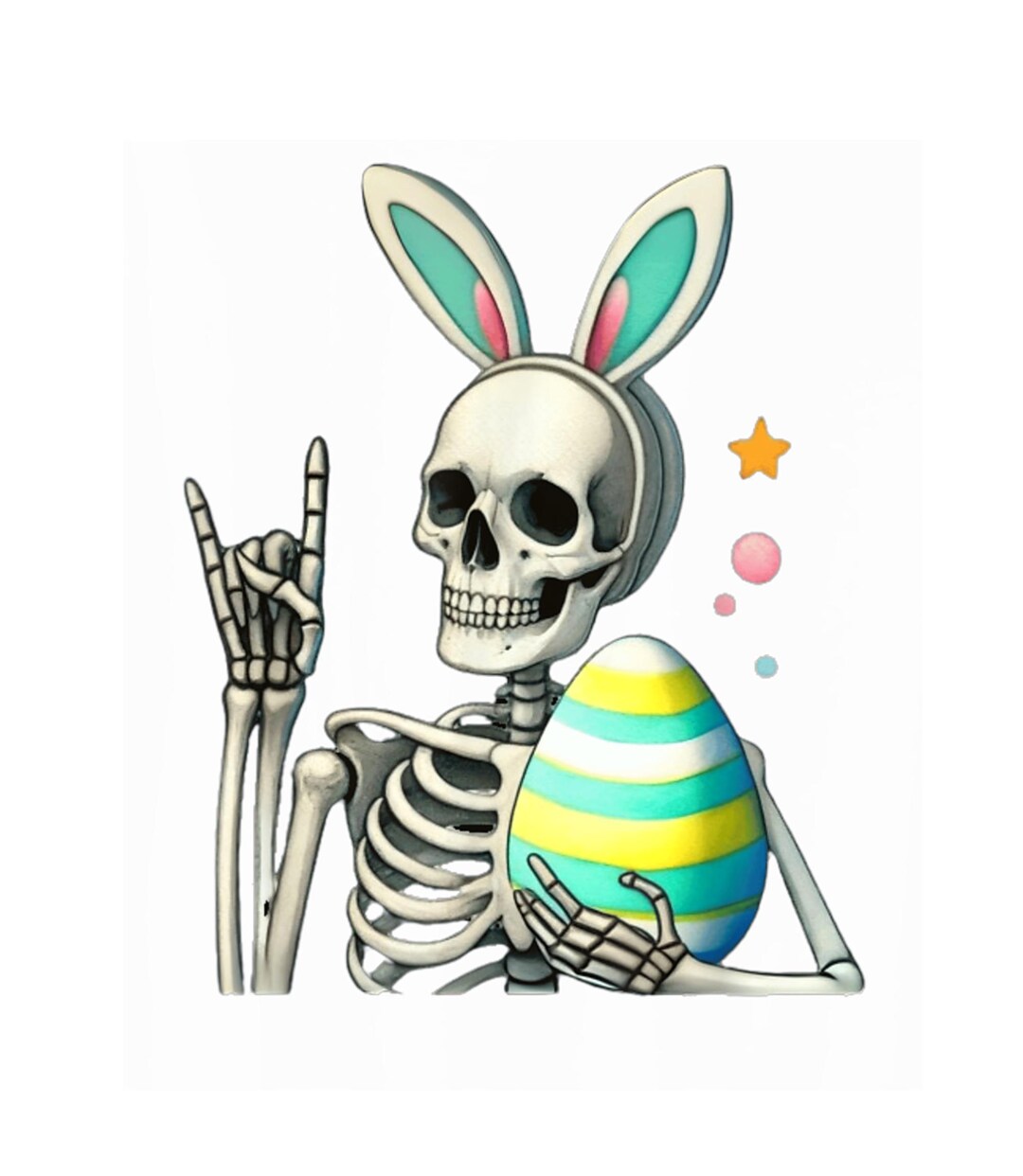 Easter Skeleton Bunny Rock Hand PNG - Quirky Easter Digital Art, Gothic ...