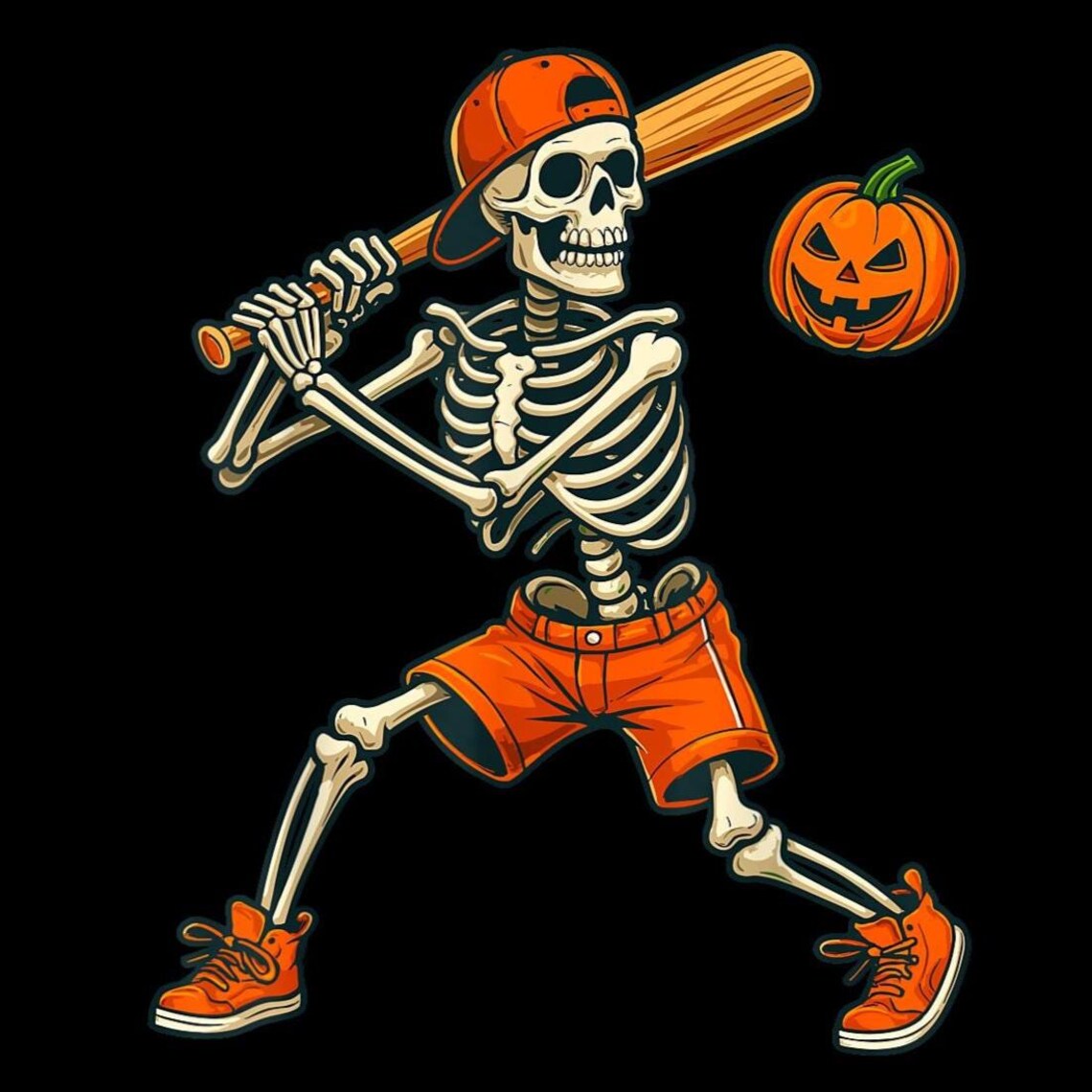 Skeleton Baseball Halloween PNG, Funny Spooky Baseball Player ...