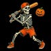 Skeleton Baseball Halloween PNG, Funny Spooky Baseball Player ...