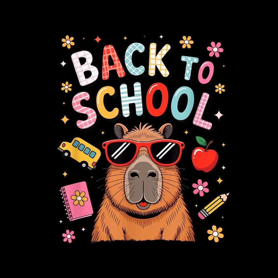 Back to School Capybara PNG, Groovy First Day of School, Capybara ...