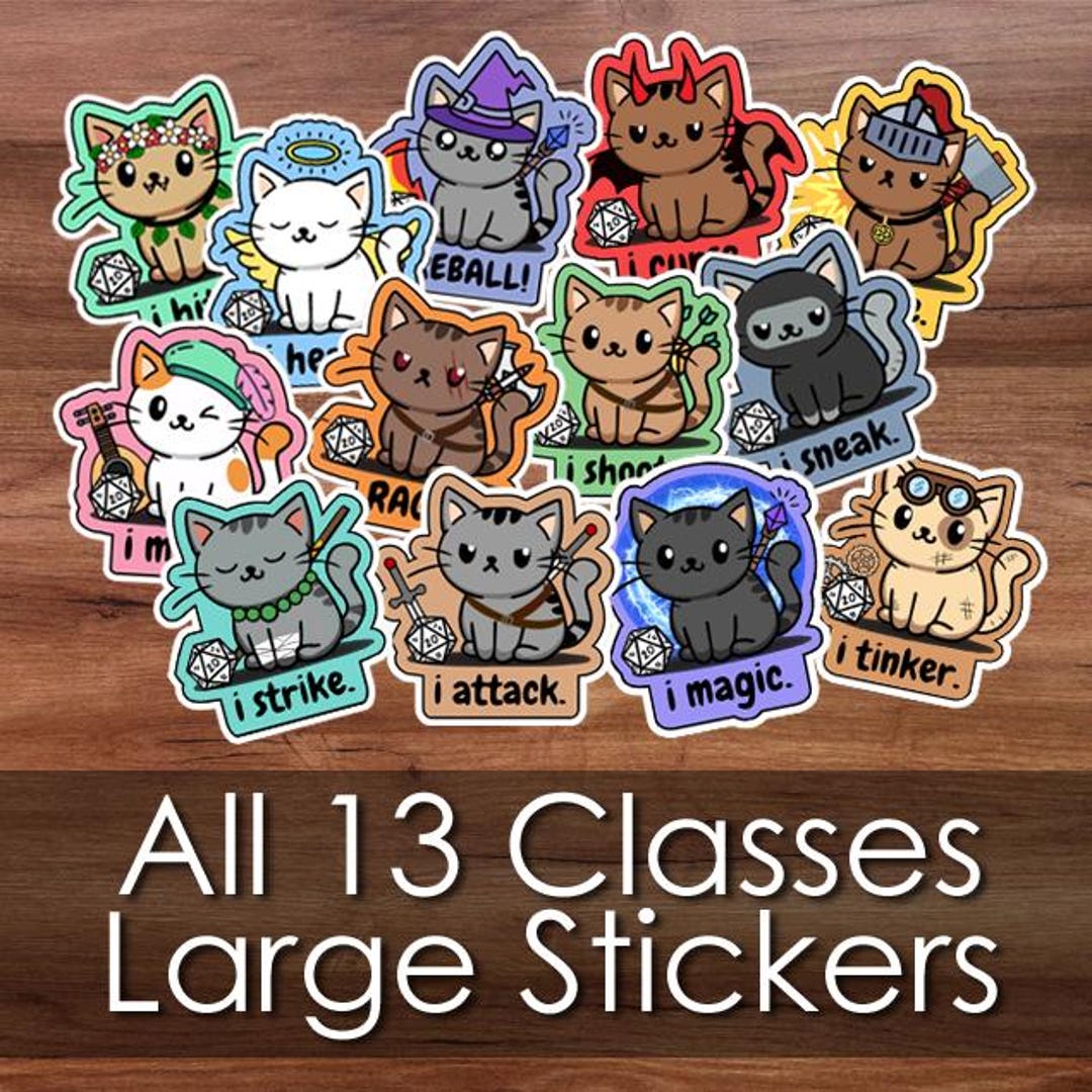 TTRPG Kitty Class Vinyl Stickers - Etsy