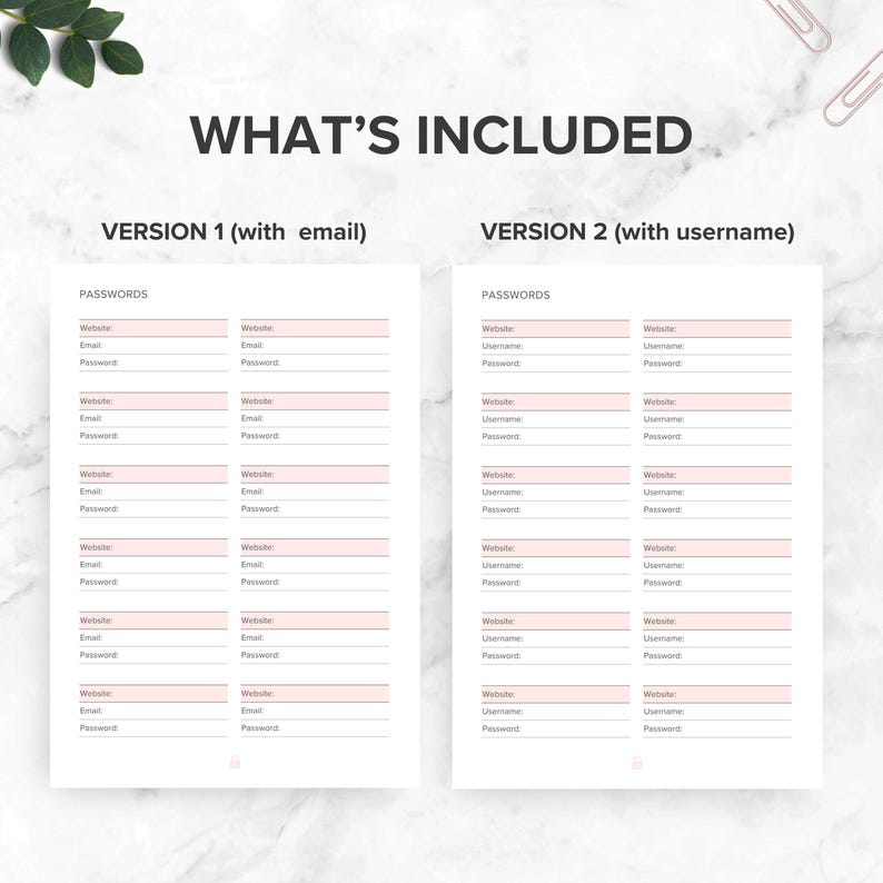 Editable Password Tracker, Password Manager, Login to My Account, Login ...