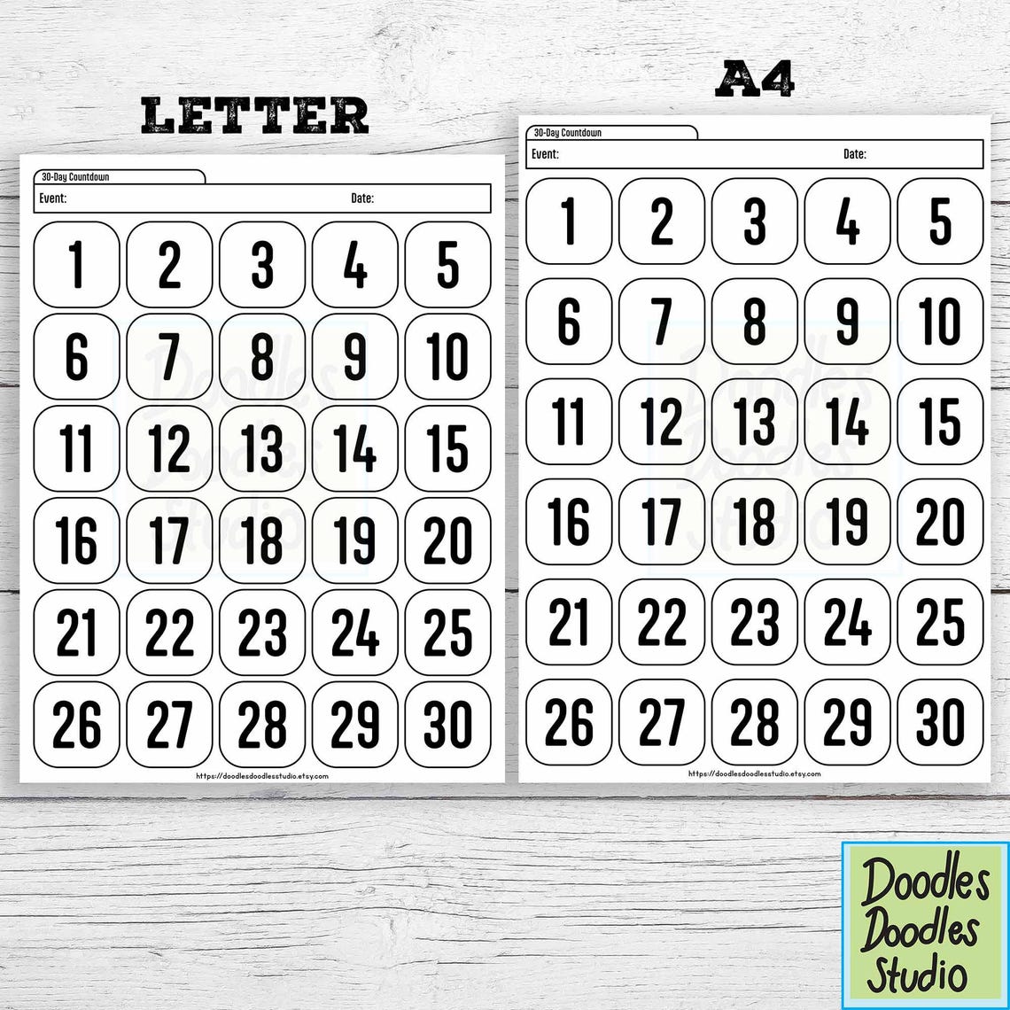 Countdown Tracker Printable, 30-120 Day Calendar (PDF) - Etsy