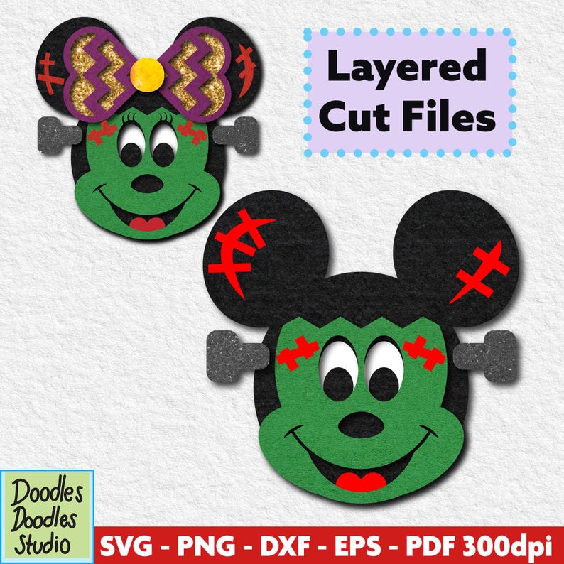 Halloween Mouse Frankenstein SVG Bundle, Laser Cut Files (digital ...