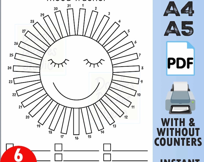 June Mood Tracker, Sun Mood Tracker, Habit Tracker, Mood Tracker for ...