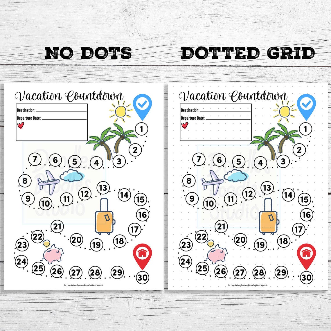 Vacation Countdown Calendar, 30-day Countdown Vacation, Family Vacation ...