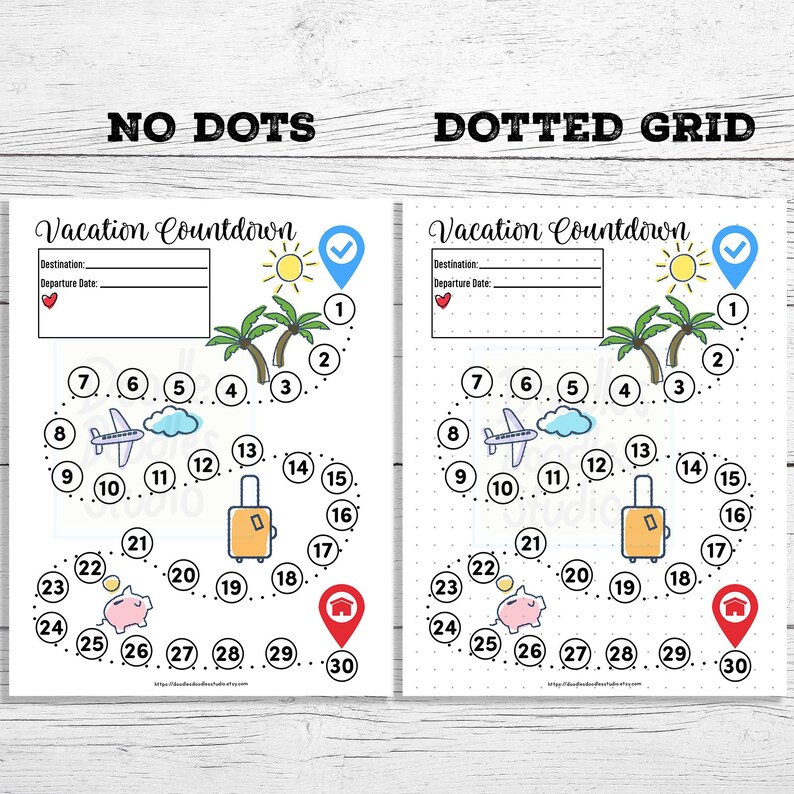 Vacation Countdown Calendar, 30-day Countdown Vacation, Family Vacation ...