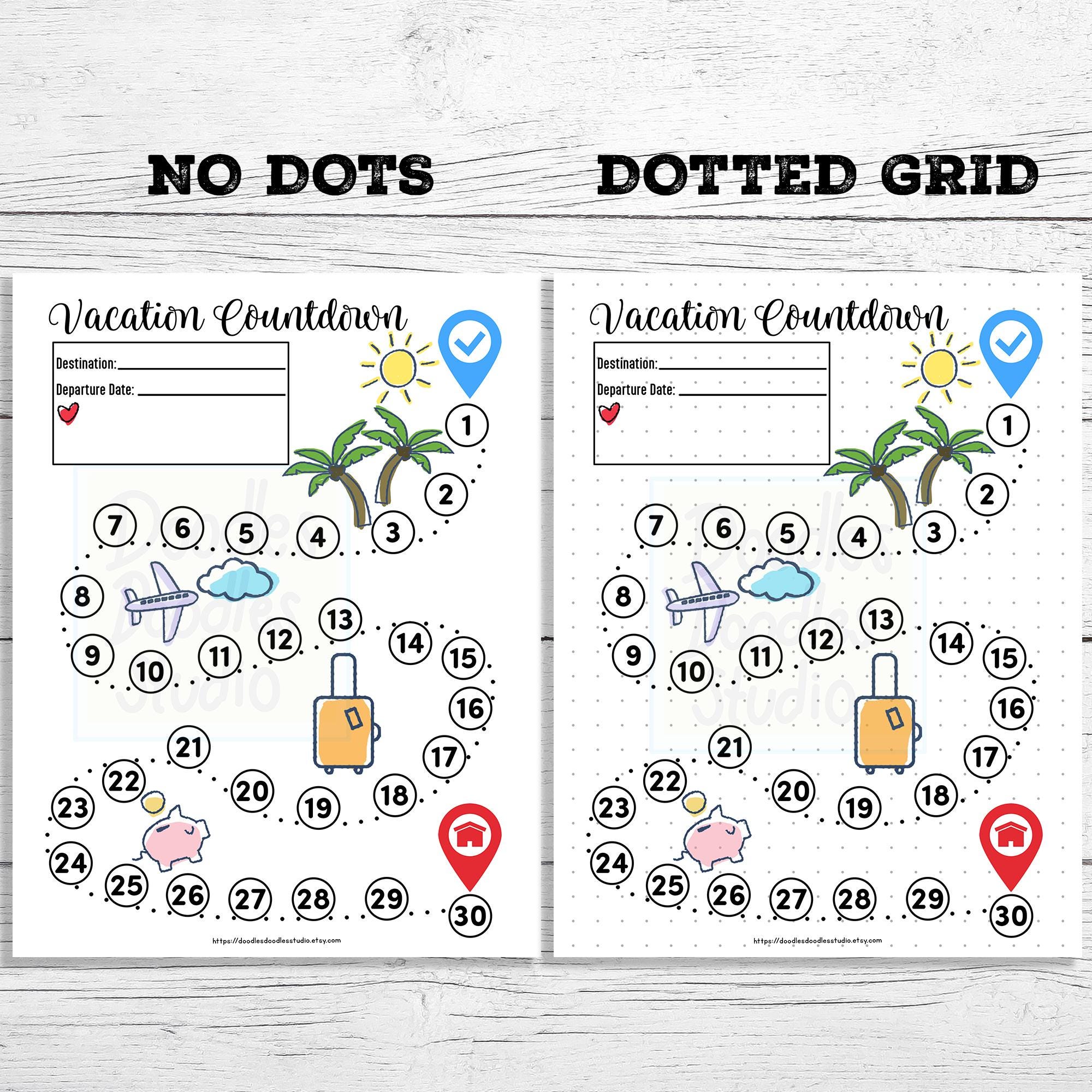 Vacation Countdown Calendar, 30-day Countdown Vacation, Family Vacation ...