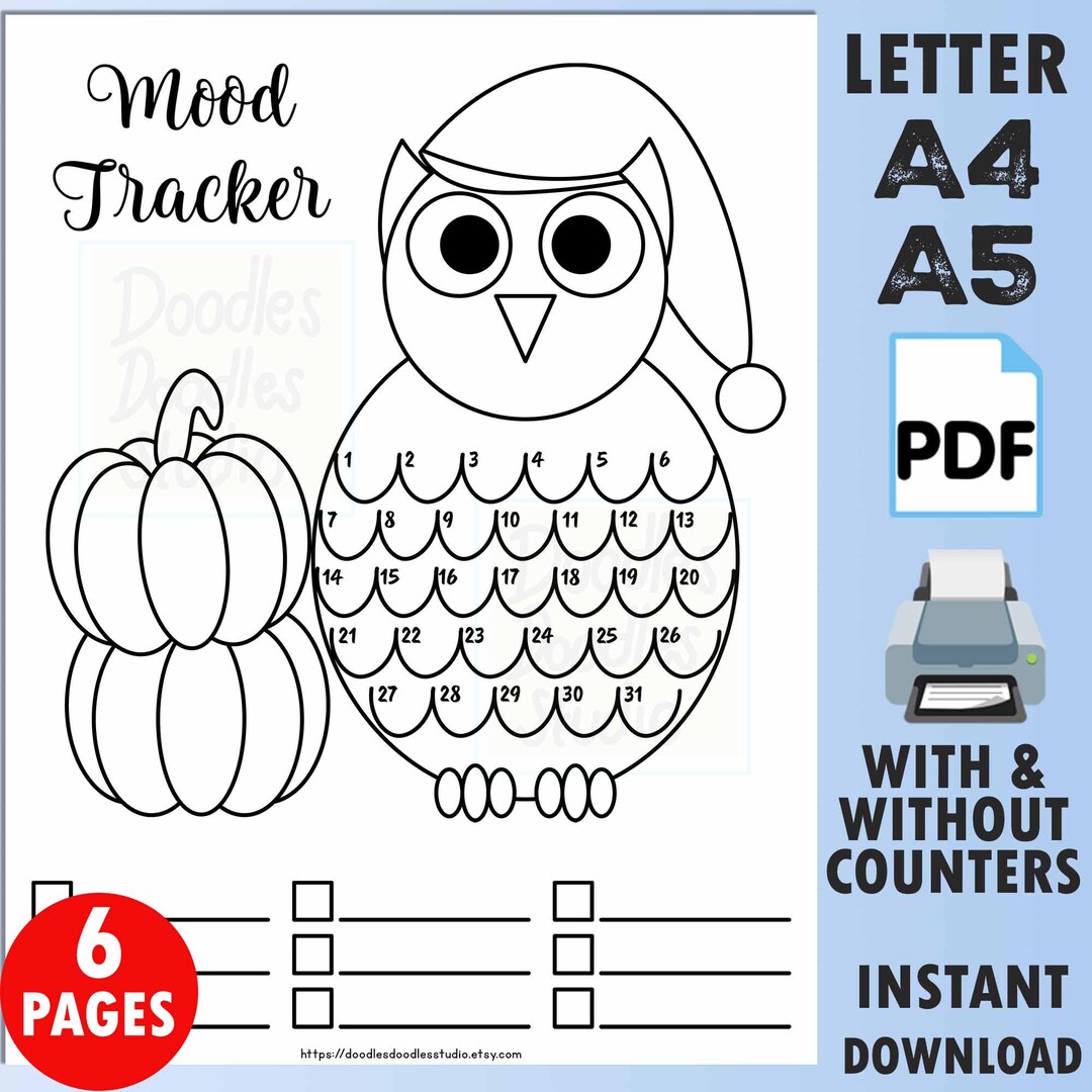 October Mood Tracker, Fall Mood Tracker, Autumn Habit Tracker, Mood ...