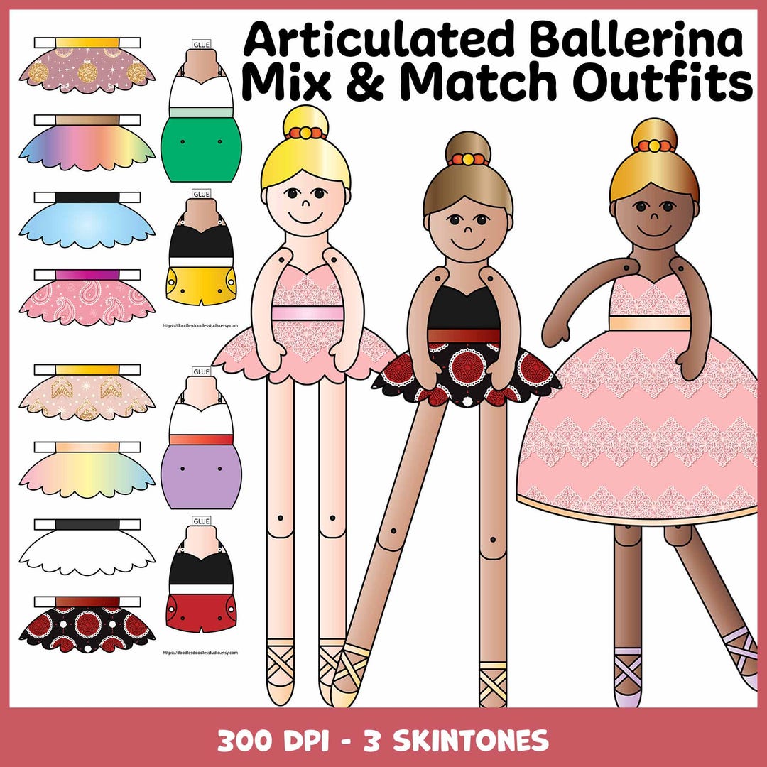 Articulate Ballerina Paper Dolls, Birthday Party Gift Ballet ...