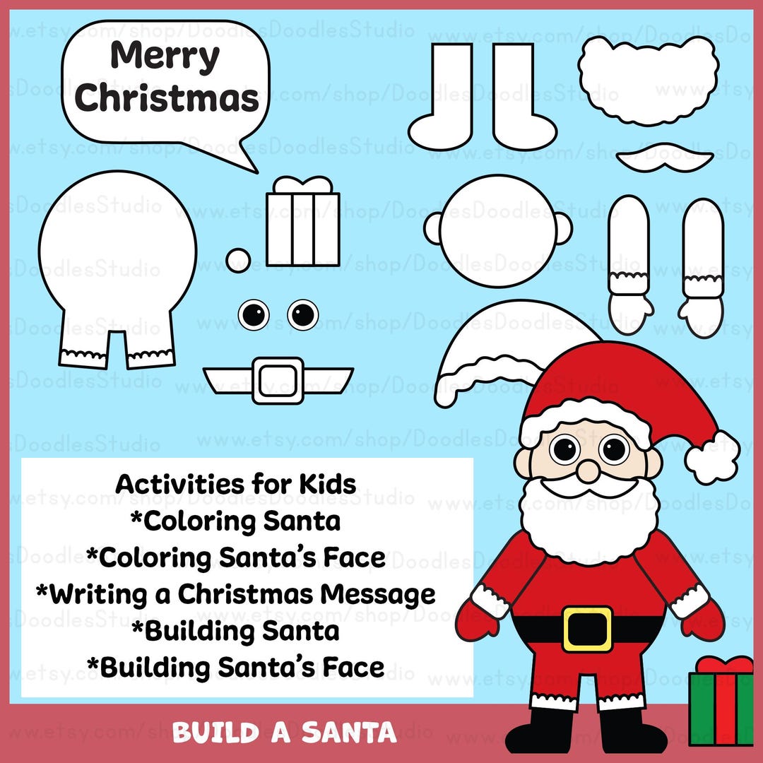 Santa Craft, Christmas Printables for Kids, Build a Santa, Christmas ...