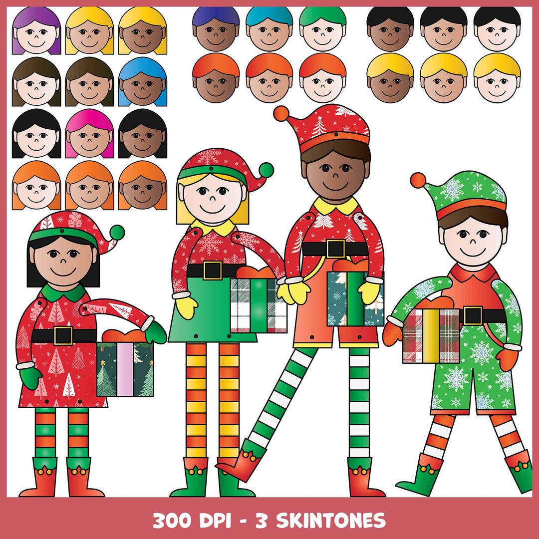 Articulated Paper Dolls for Christmas, Christmas Elves Printables, Boy ...