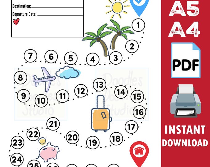 Vacation Countdown Calendar, 30-day Countdown Vacation, Family Vacation ...