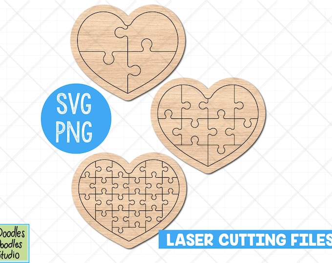 Heart Puzzle Svg Bundle Laser Cutting Files (digital Download) - Etsy