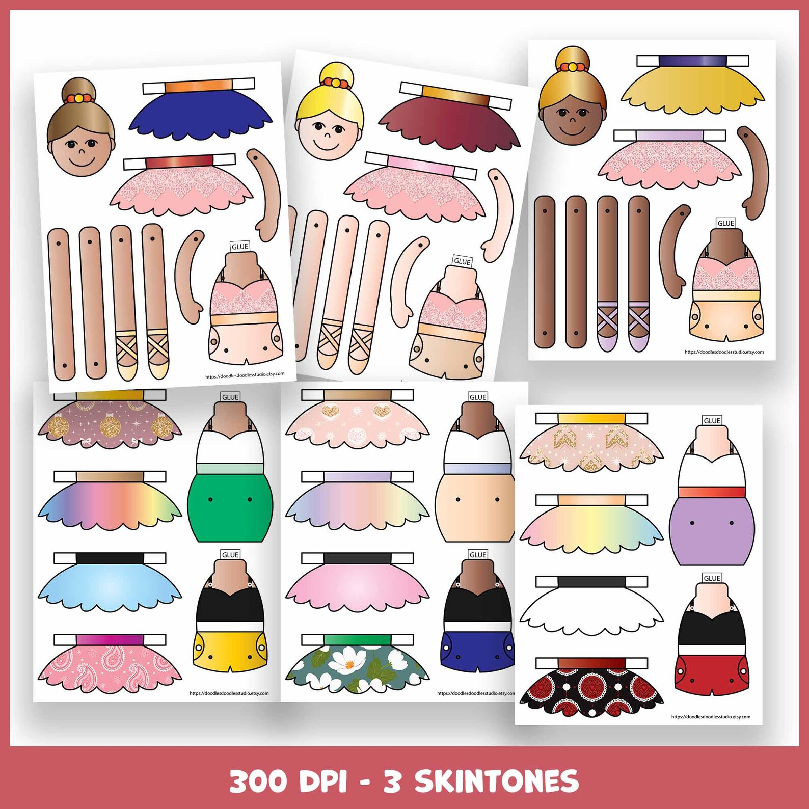 Articulate Ballerina Paper Dolls, Birthday Party Gift Ballet ...