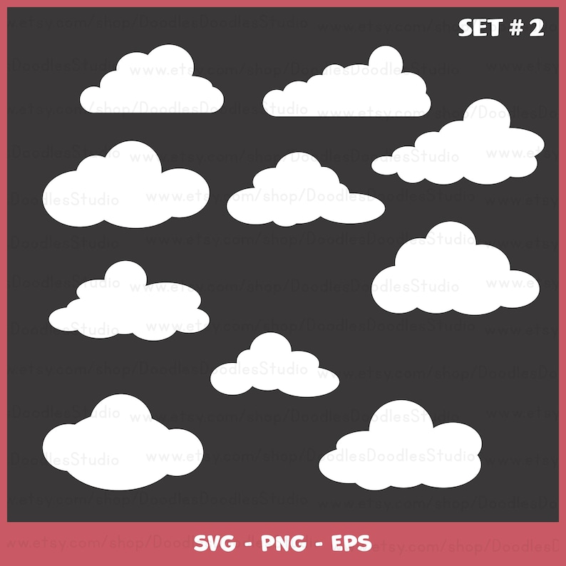 Clouds SVG Bundle, White Clouds Png, Fluffy Clouds PNG, Clouds Bundle ...