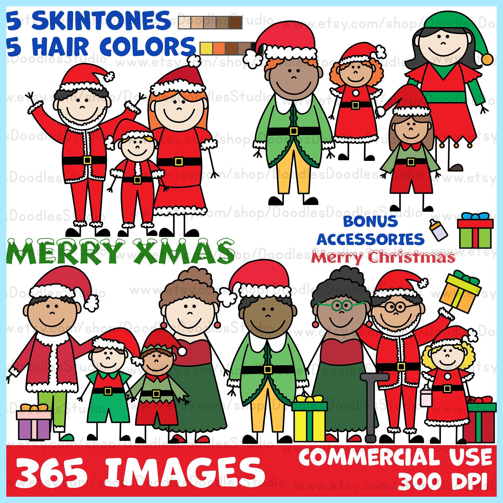 Christmas Family Stick Figures PNG Clip Art Kid Parents Grandparents - Etsy