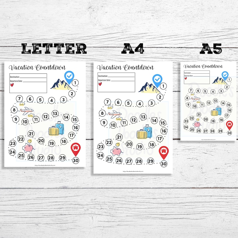 Vacation Countdown Calendar, 30-day Countdown Mountain Vacation, Family ...