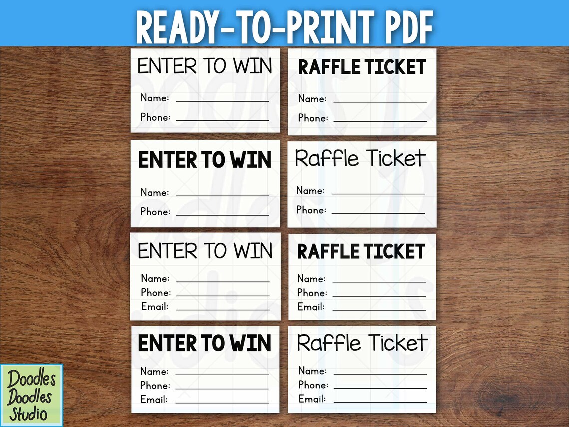 Printable Raffle Tickets (digital Download) - Etsy