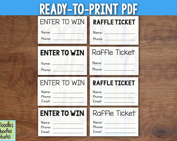 Printable Raffle Tickets (digital Download) - Etsy