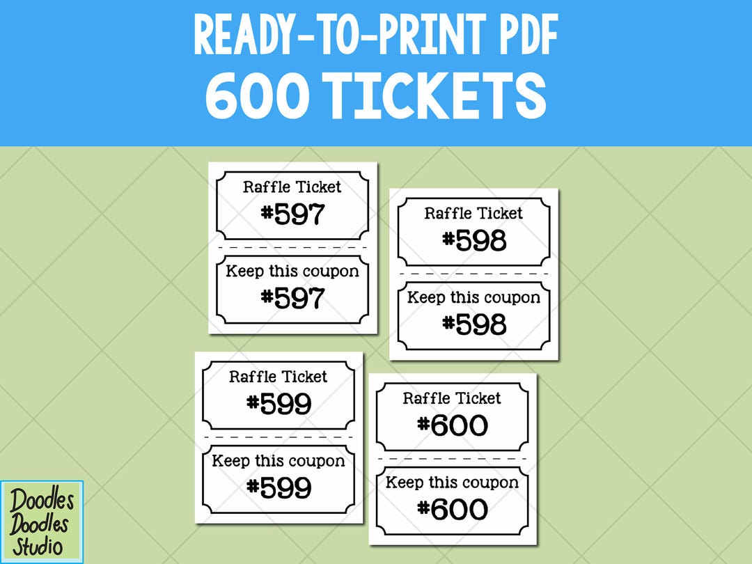 Printable Raffle Tickets With Numbers(digital Download) - Etsy