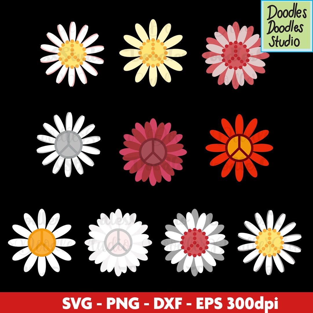 Daisy Peace Sign Png, Daisy Peace Sign Svg Bundle, Cut Files Silhouette ...