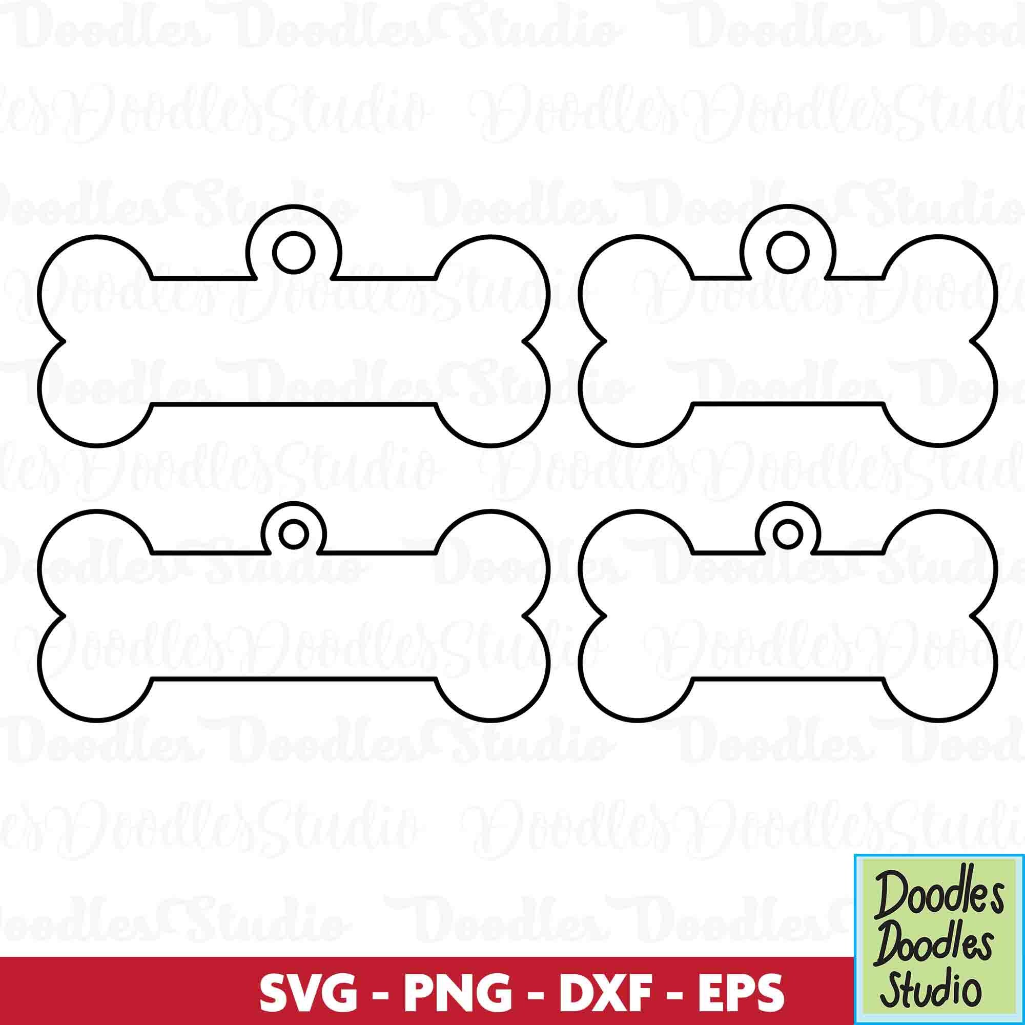 Dog Bone Tag Svg, Dog Tag Outline, Bone Tag Bundle Cut Files Silhouette ...