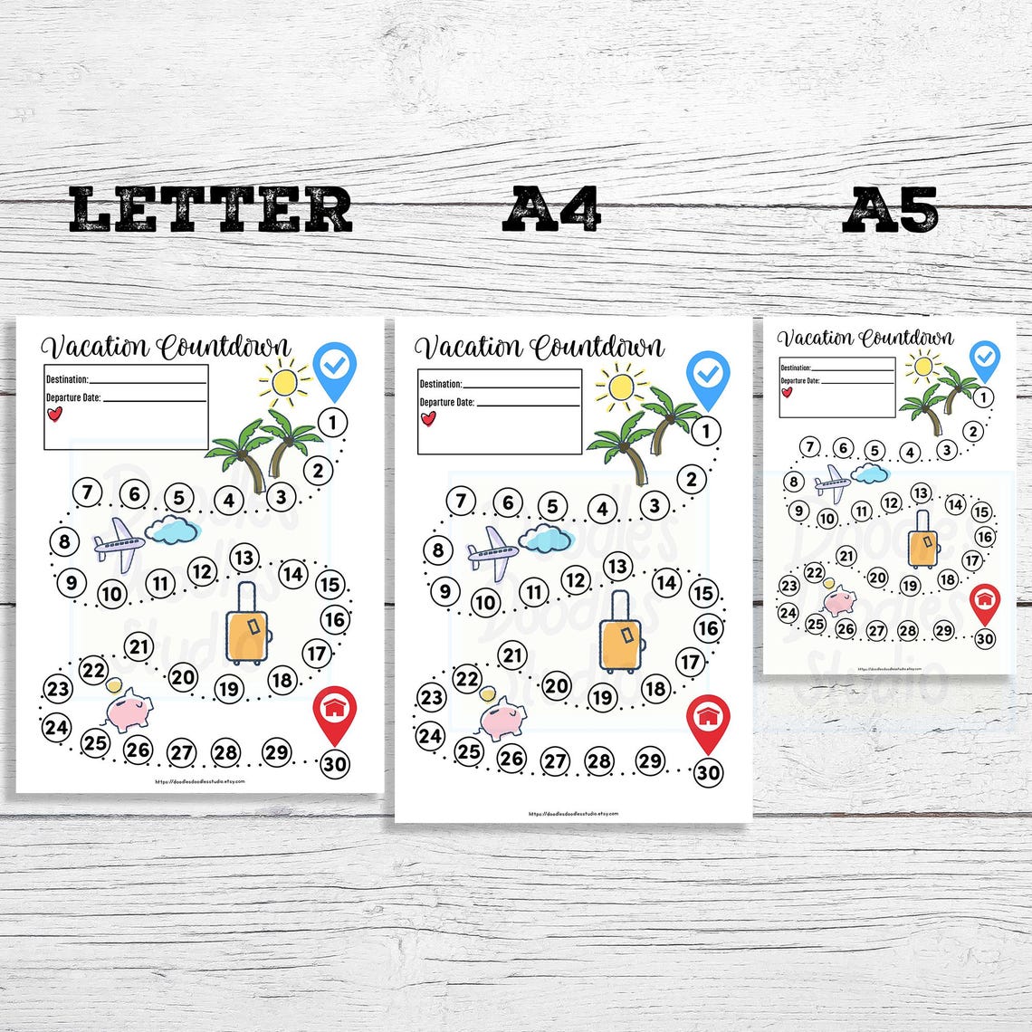 Vacation Countdown Calendar, 30-day Countdown Vacation, Family Vacation ...