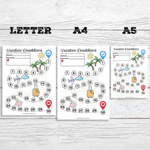Vacation Countdown Calendar, 30-day Countdown Vacation, Family Vacation ...