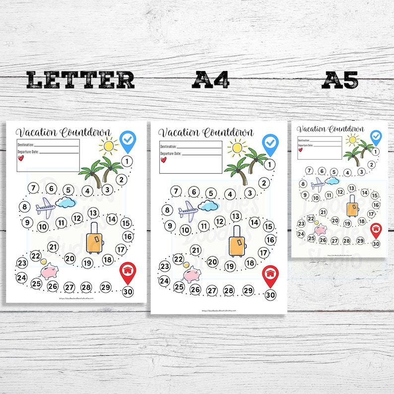 Vacation Countdown Calendar, 30-day Countdown Vacation, Family Vacation ...