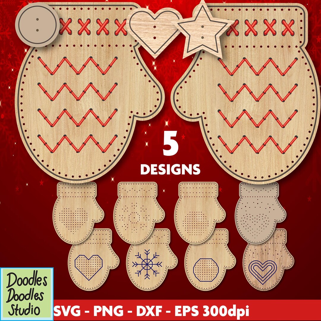 Christmas Mittens, Christmas Tree Ornaments SVG Bundle Laser Cut File ...