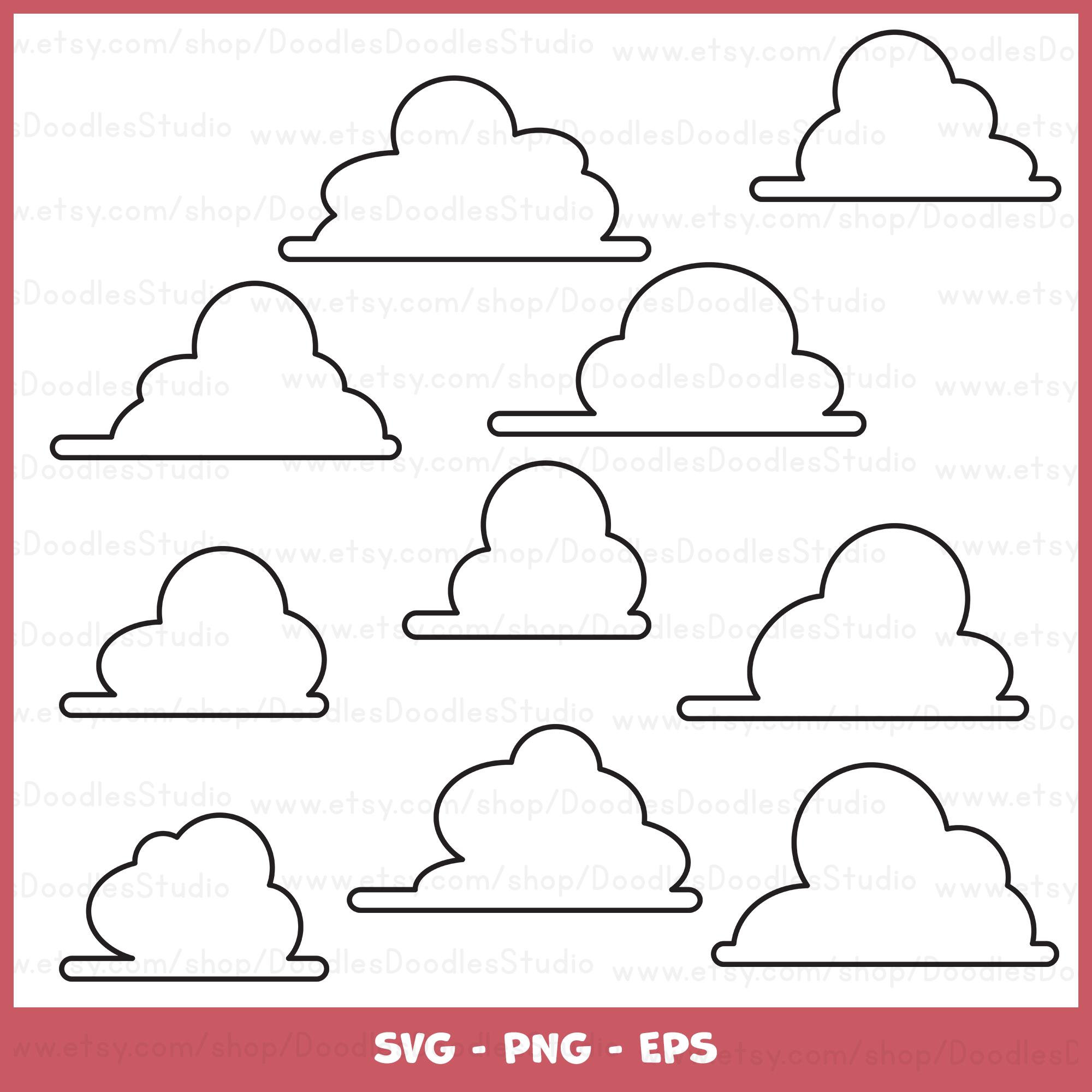 Toy Story Cloud Outline SVG, White Clouds Png, Fluffy Clouds PNG ...