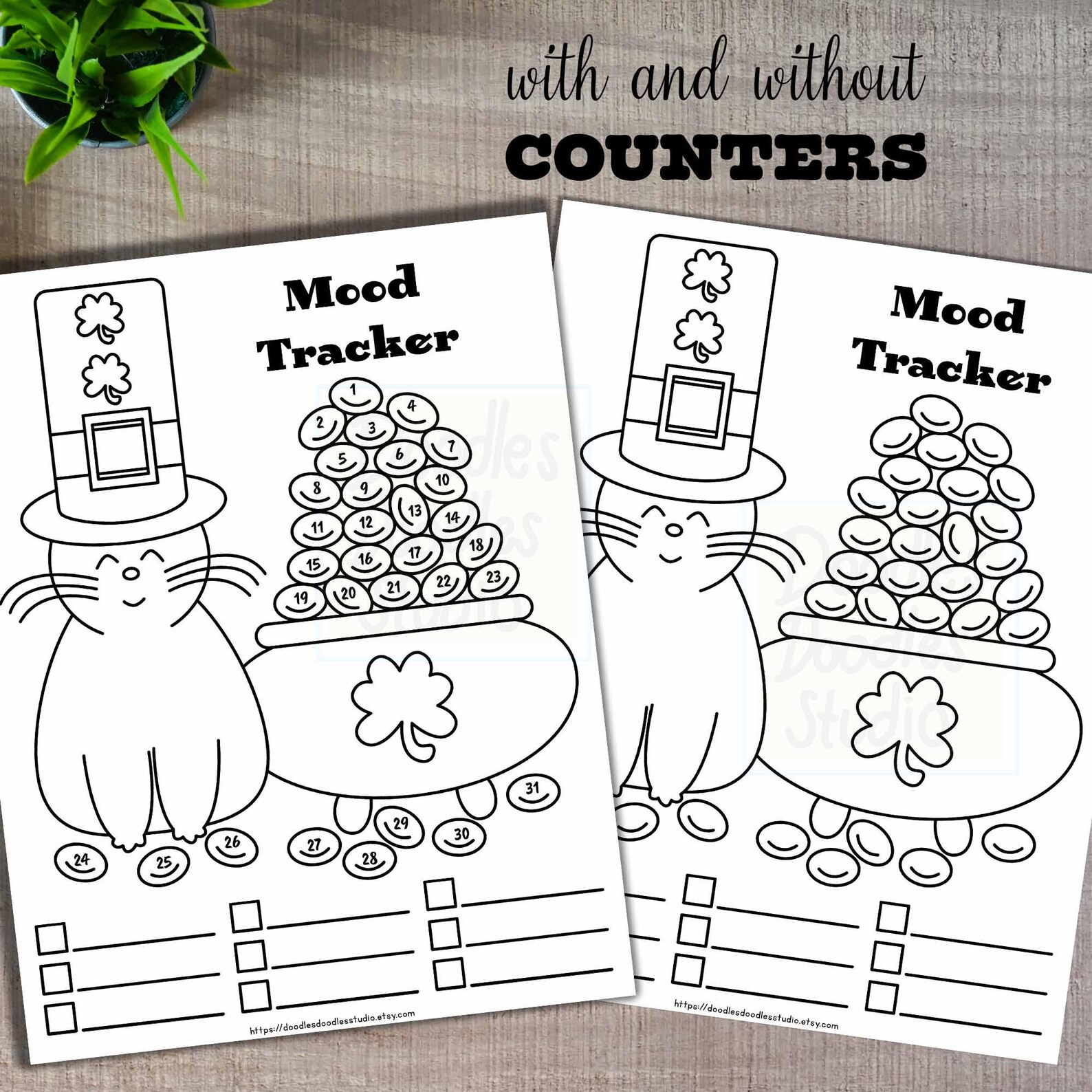 March Mood Tracker, Cat Mood Tracker, St Patrick's Day, Habit Tracker ...