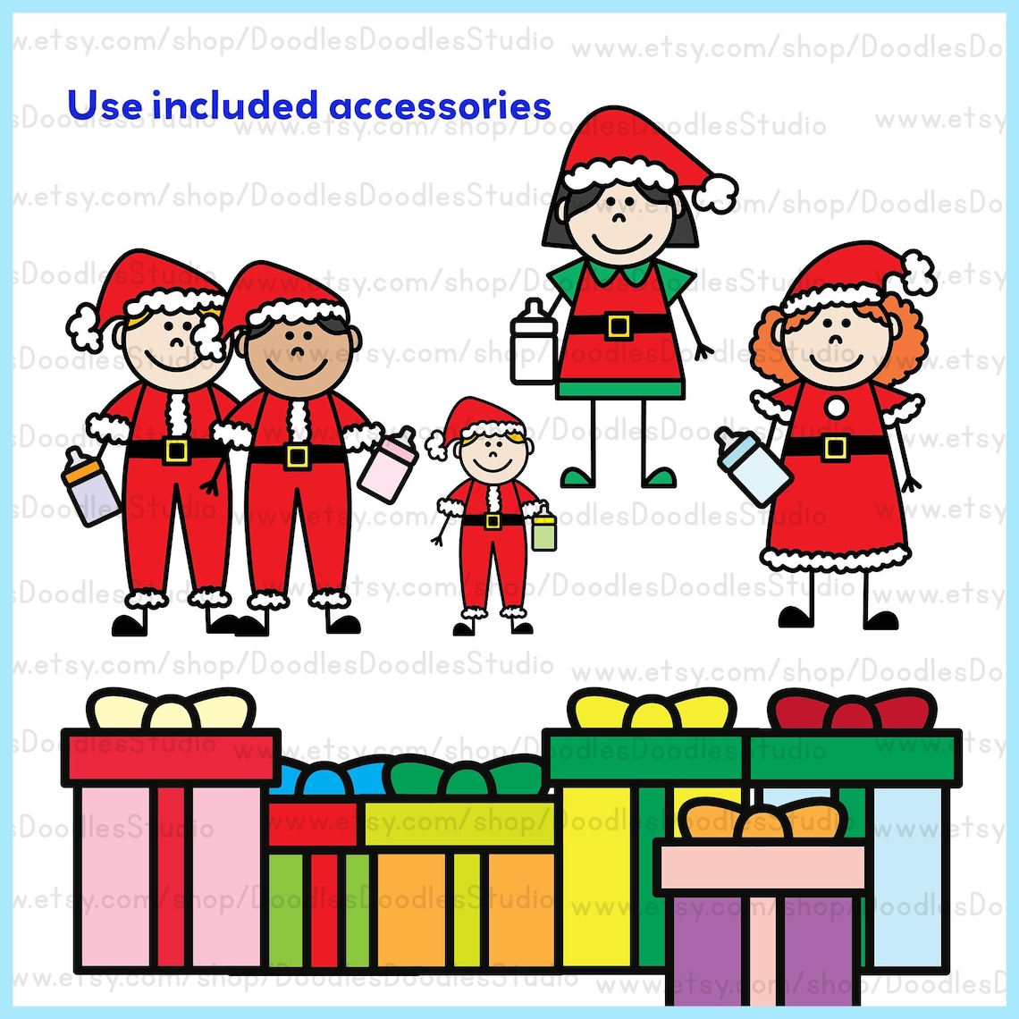 Christmas Family Stick Figures PNG Clip Art Kid Parents Grandparents - Etsy
